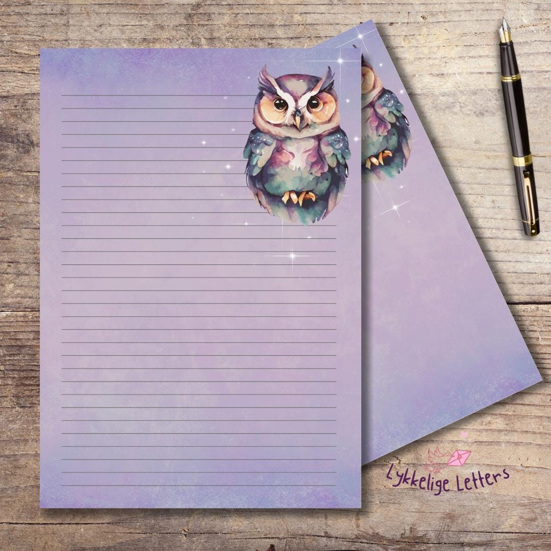 Starry Owl Printable Writing Paper – Lined and Unlined Journal Pages ...