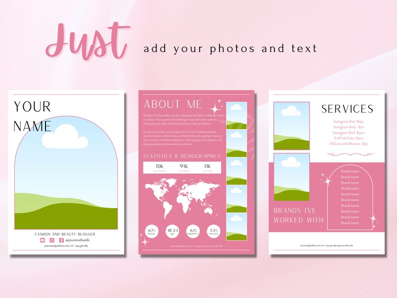 MEDIA KIT & Rate Card Template for Instagram, Tiktok Influencers ...