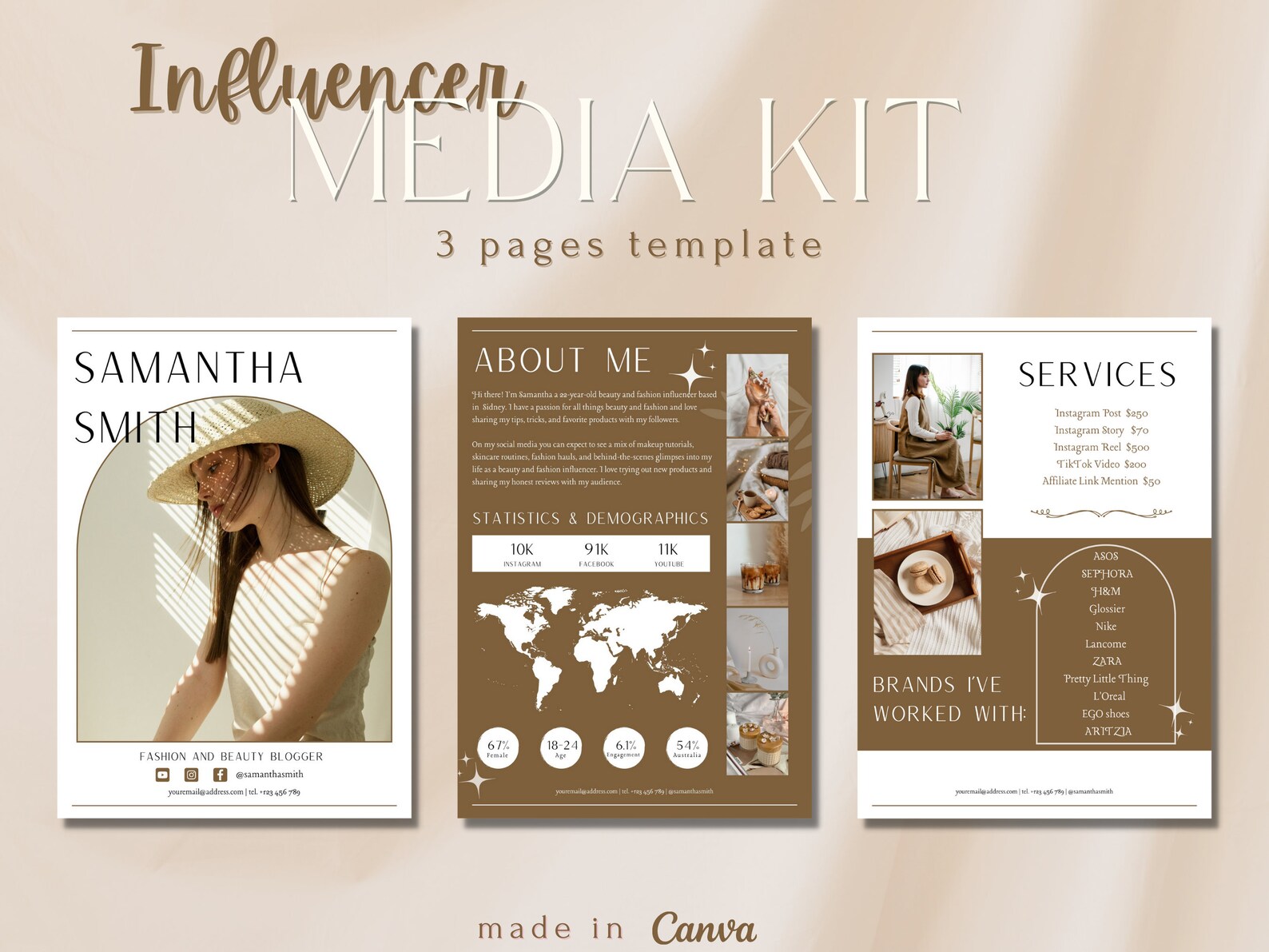 MEDIA KIT & Rate Card Template for Instagram, Tiktok Influencers ...