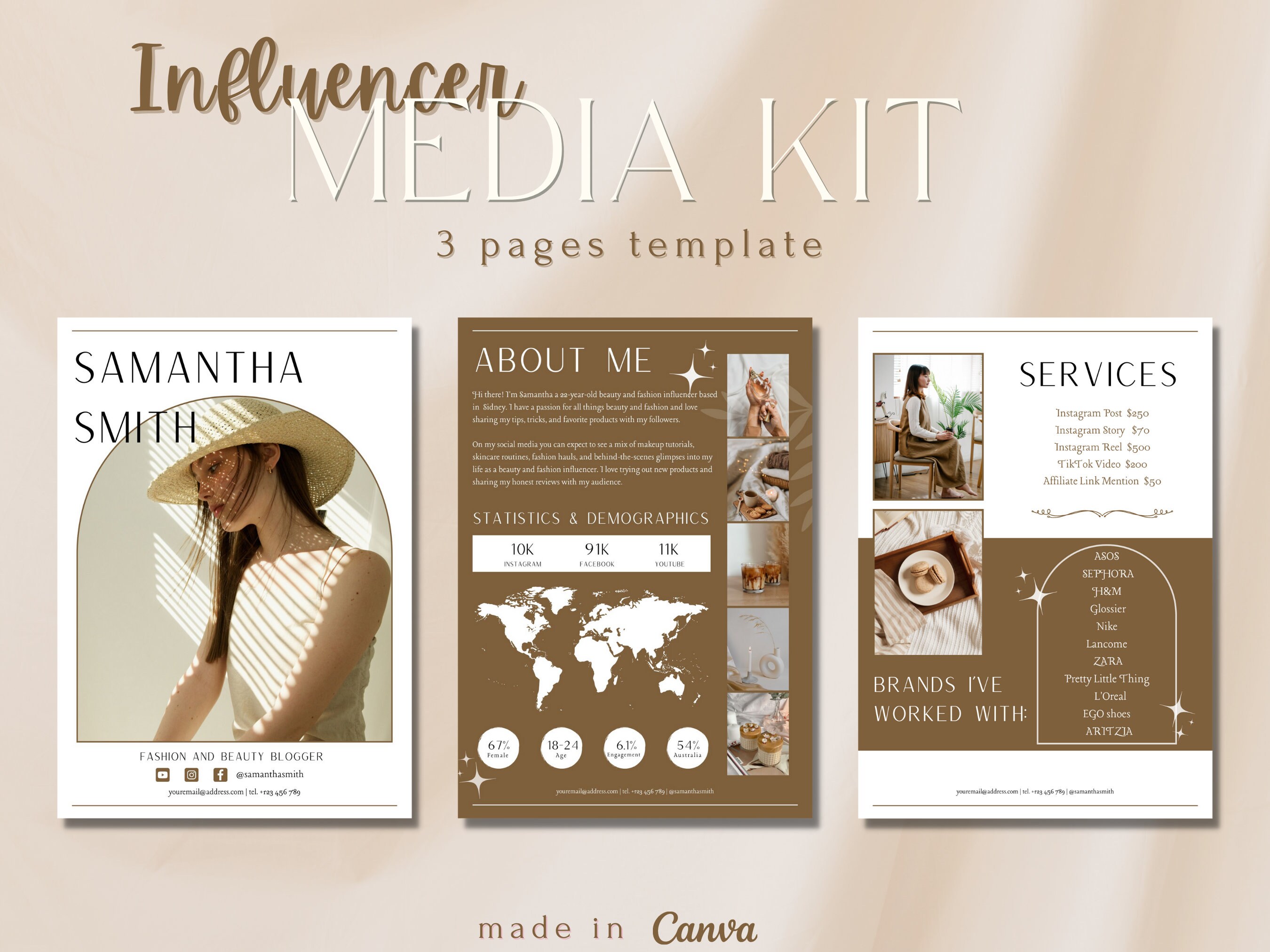 MEDIA KIT & Rate Card Template for Instagram, Tiktok Influencers ...