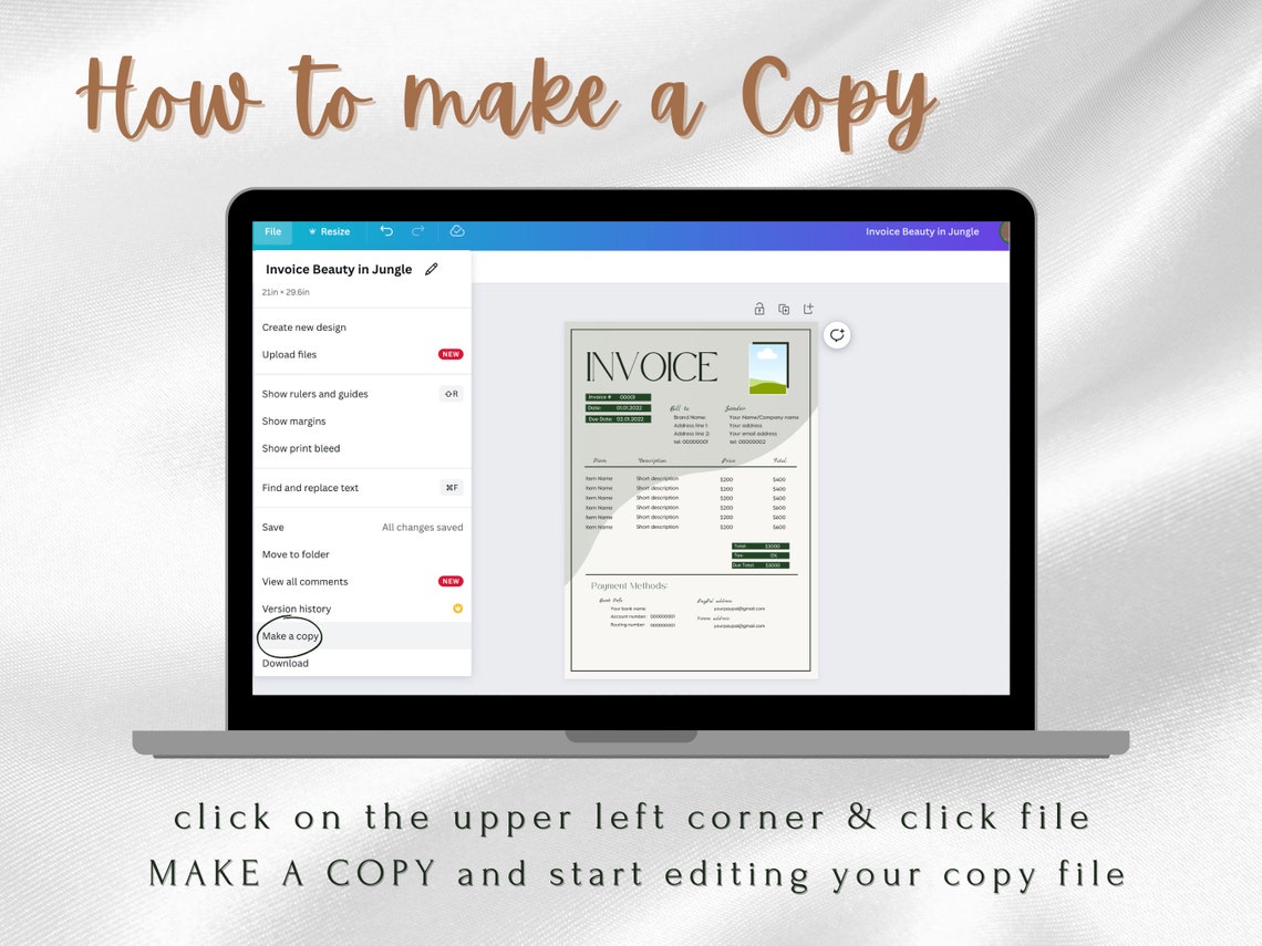 INVOICE Template for Instagram, Tiktok Influencers and Bloggers 1 Page ...