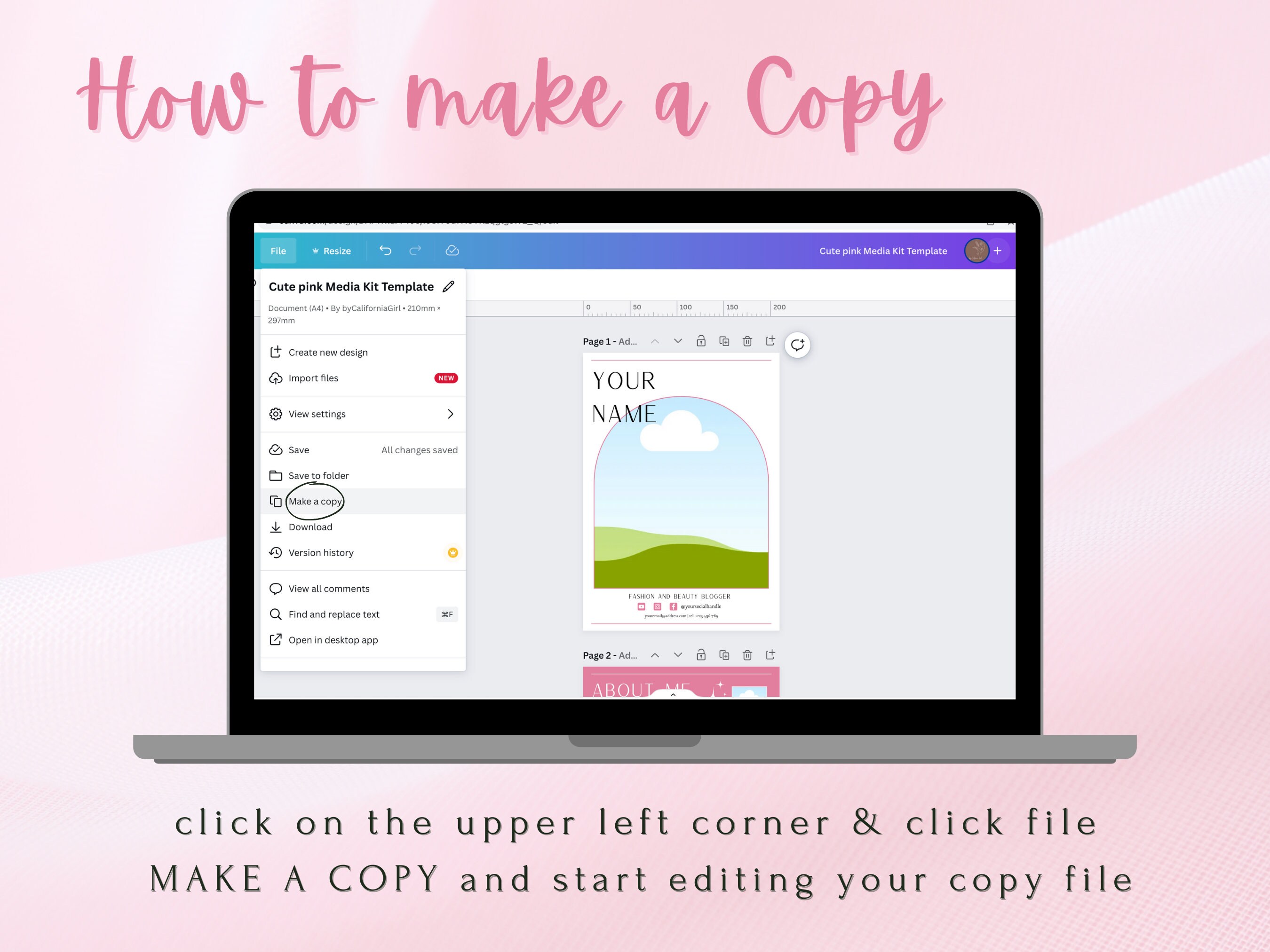 MEDIA KIT & Rate Card Template for Instagram, Tiktok Influencers ...
