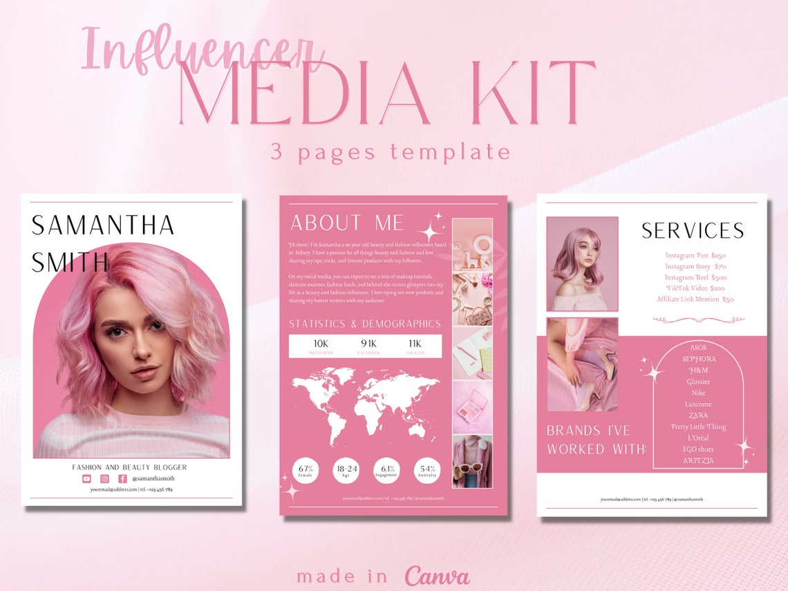 MEDIA KIT & Rate Card Template for Instagram, Tiktok Influencers ...