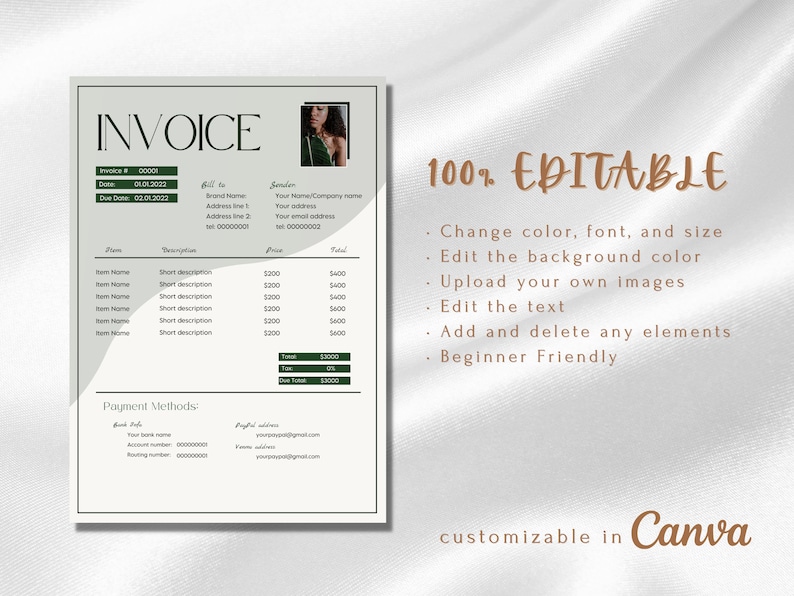 INVOICE Template for Instagram, Tiktok Influencers and Bloggers 1 Page ...