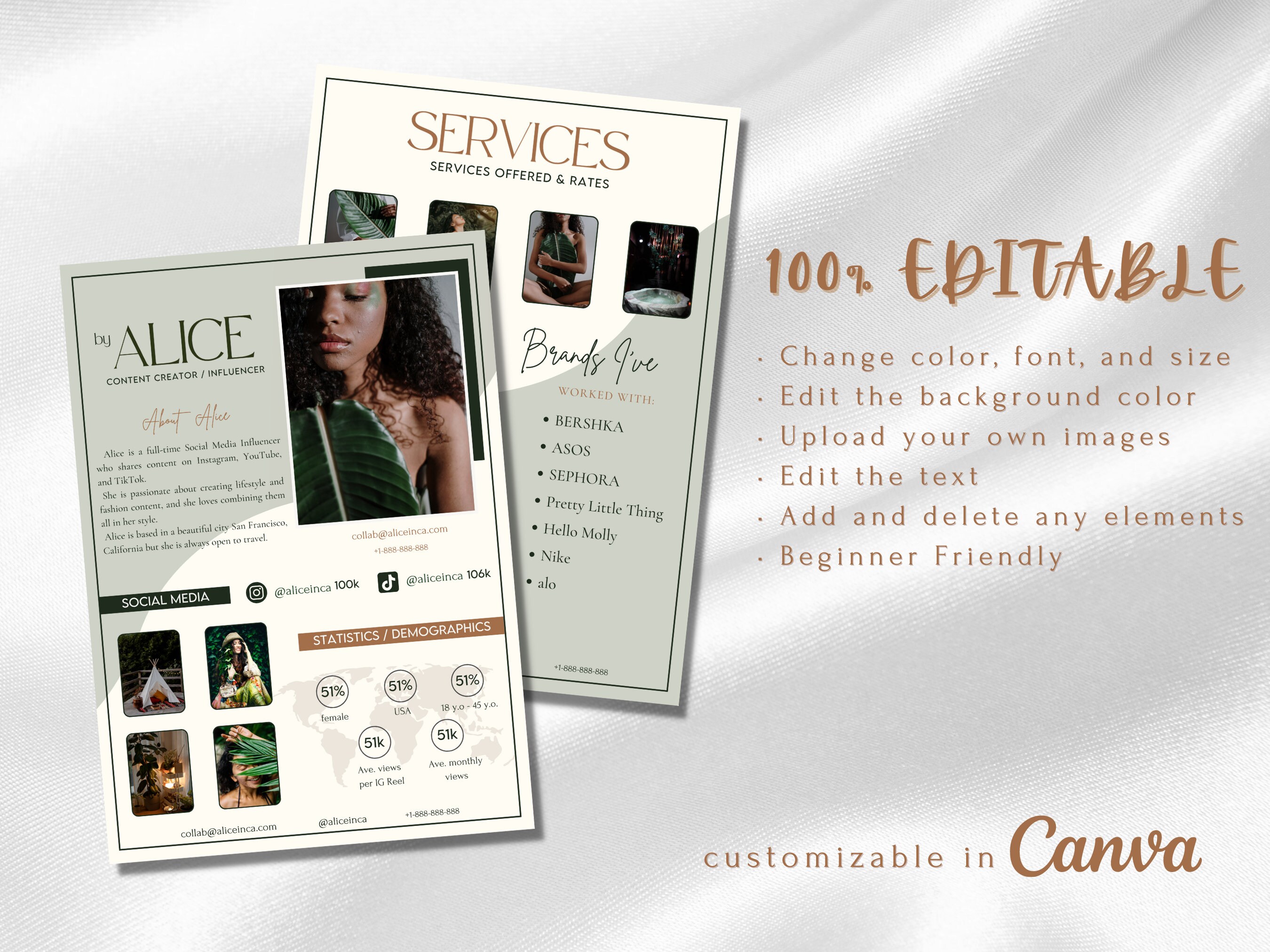 MEDIA KIT & Rate Card Template for Instagram, Tiktok Influencers and ...