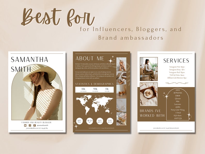 MEDIA KIT & Rate Card Template for Instagram, Tiktok Influencers ...