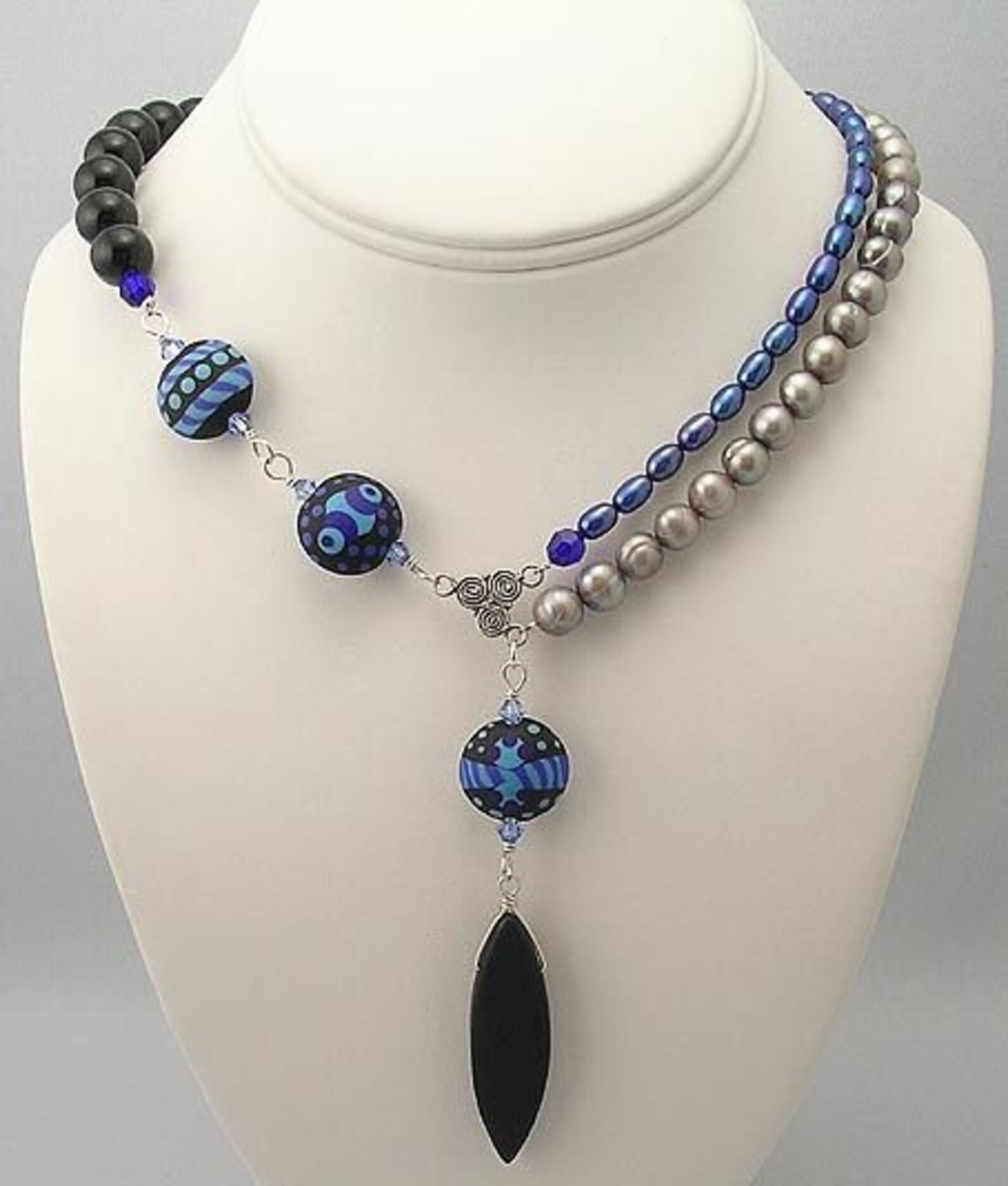 Lampwork Beads and Pearls Handmade Necklace - Etsy