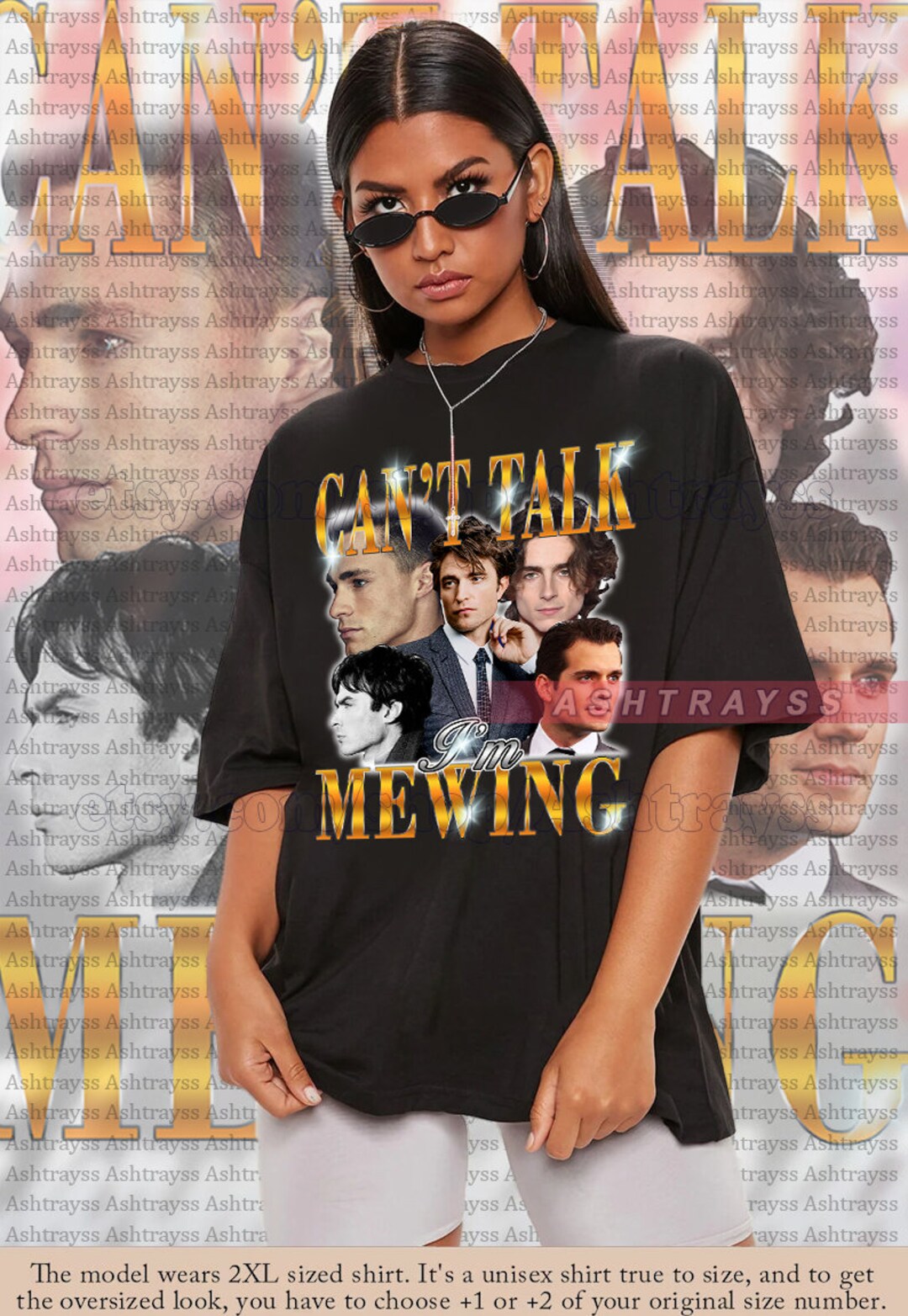 Can't Talk I'm Mewing Vintage Bootleg Tshirt, Henry Cavill, Robert ...