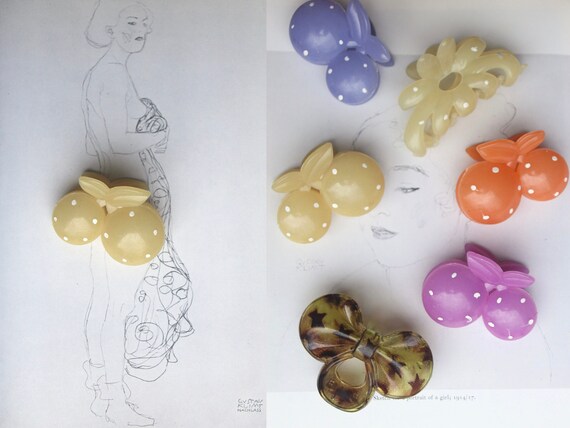 80s jaw clips lot of 6 Nos hair accessories made of c… - Gem