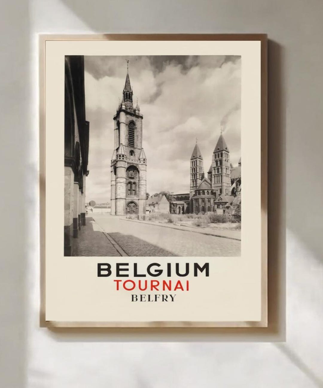 Vintage Belgium Belfry Poster Tornai Inspired Travel Wall Art European ...