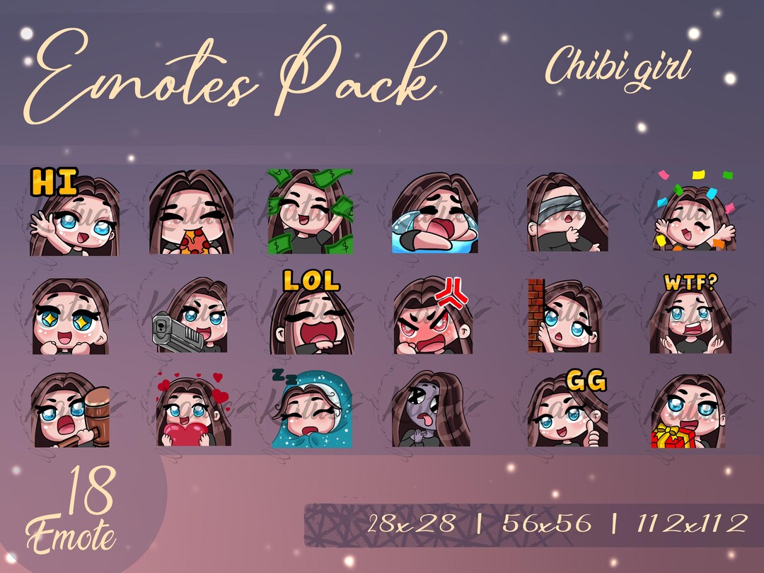 Twitch Emotes || Cute Chibi Girl Emotes for Streamers | Girl Emotes ...