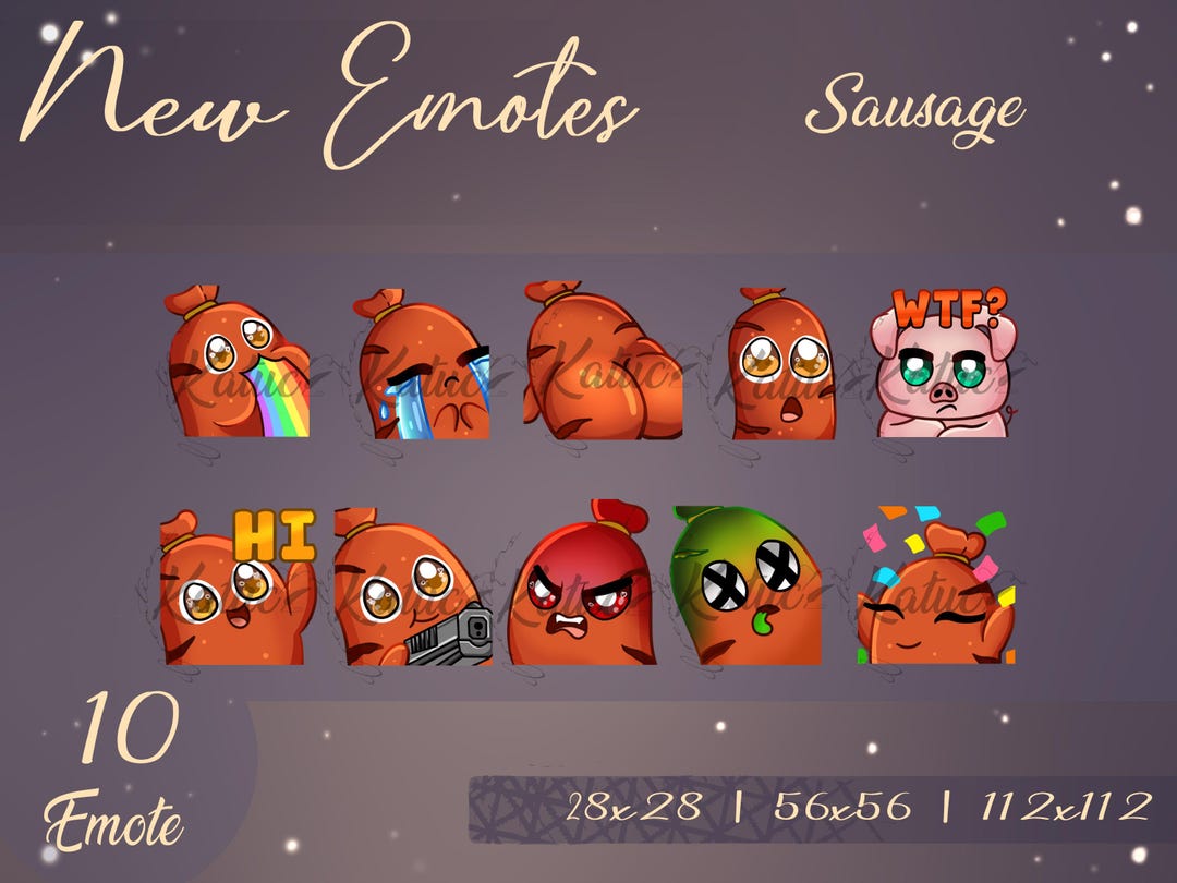 Twitch Emotes || Sausage Emotes for Streamers | Sausage Emotes | for ...