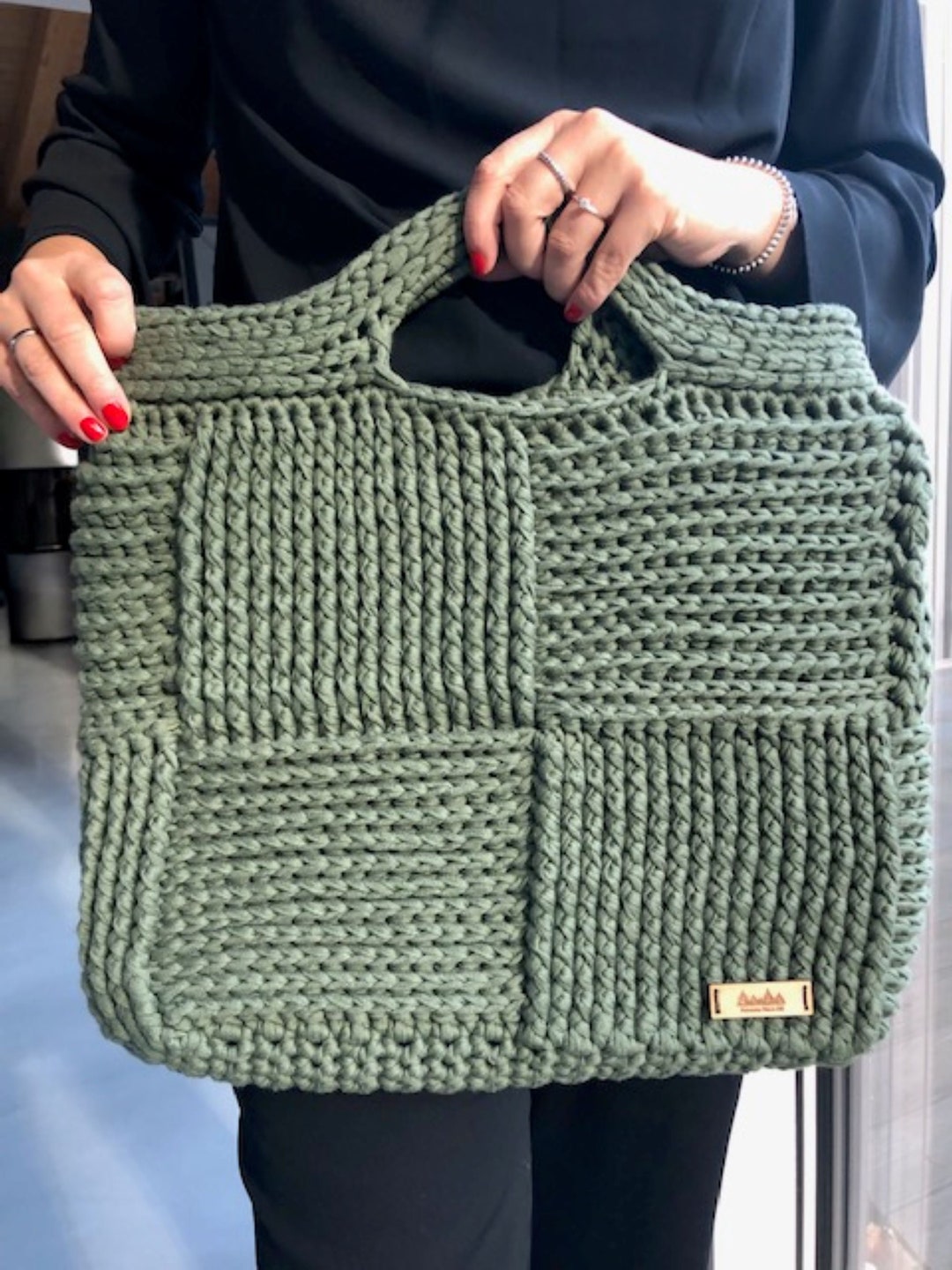 Handmade Bag, Handcraft, Large Bag, Crocheted Bag, Green Bag, Homemade ...