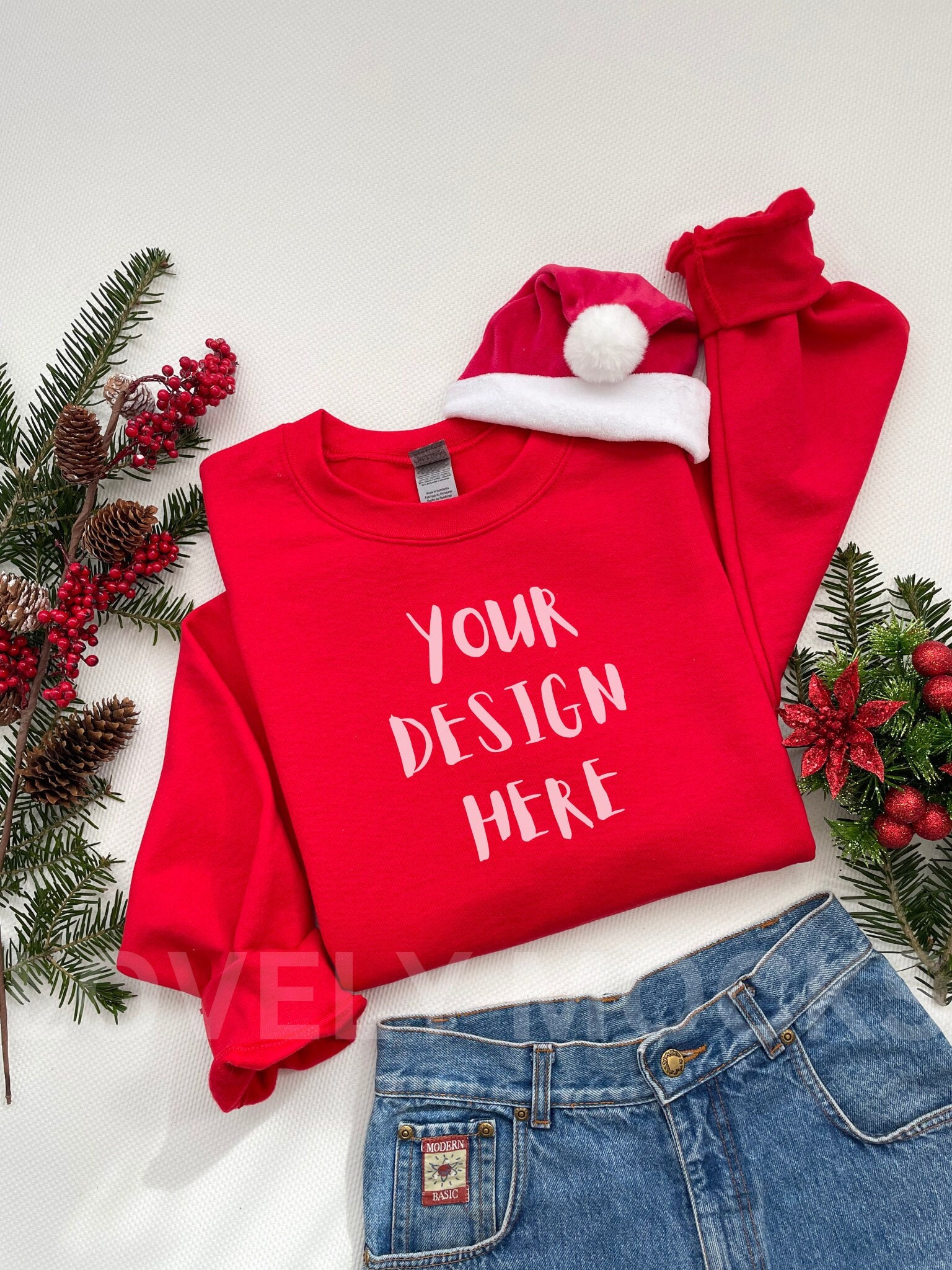 Christmas Gildan 18000 Mockup/ Christmas Sweatshirt Mockup Gildan Red ...
