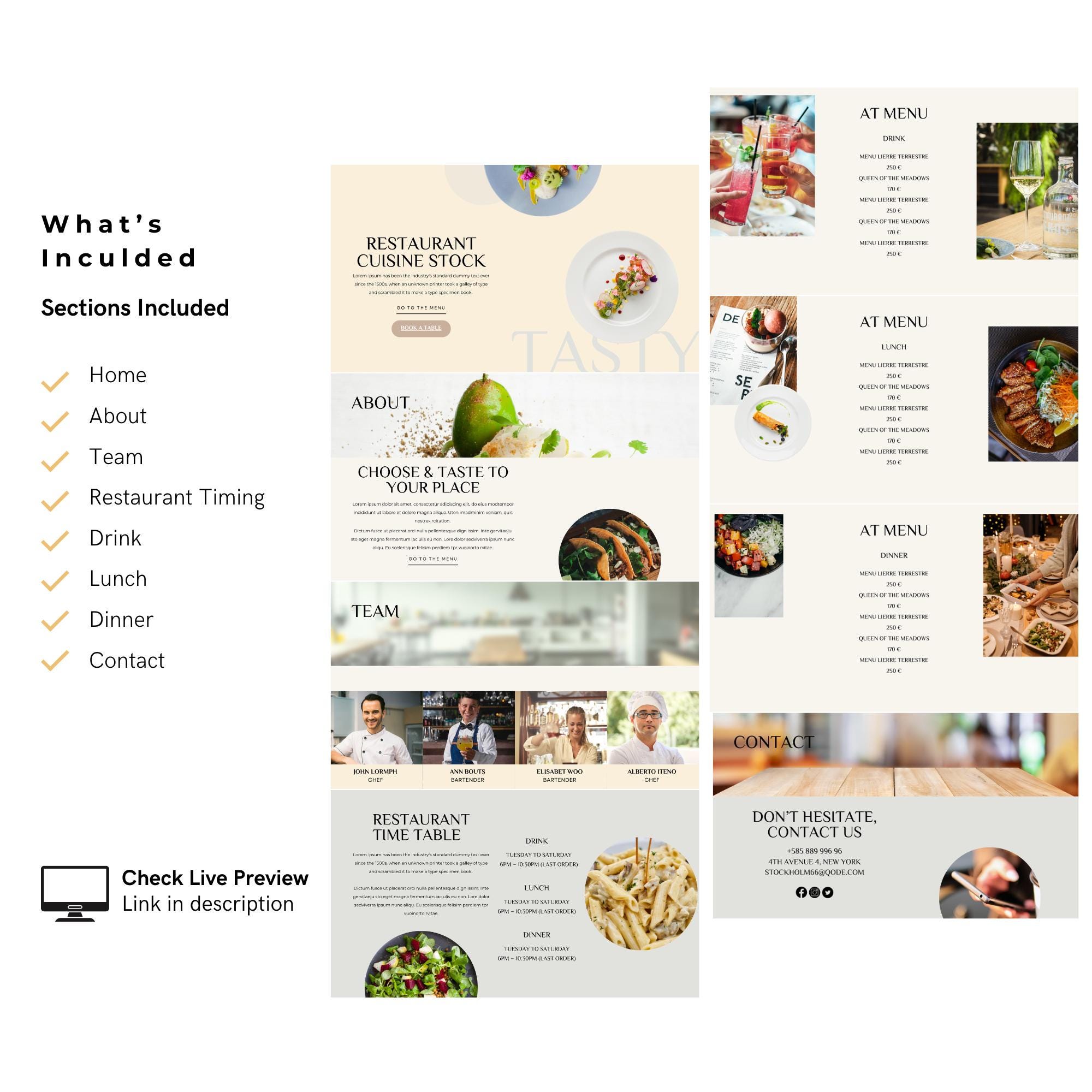 Restaurant Website Template, Canva Website Template, Canva Food and ...