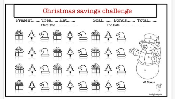 Printable Christmas Saving Challenge Digital Download Instant - Etsy