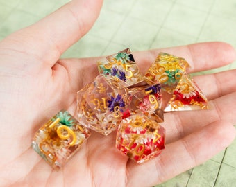 Flower Field Dnd Dice Set Dungeons and Dragons Flowers Inside - Etsy
