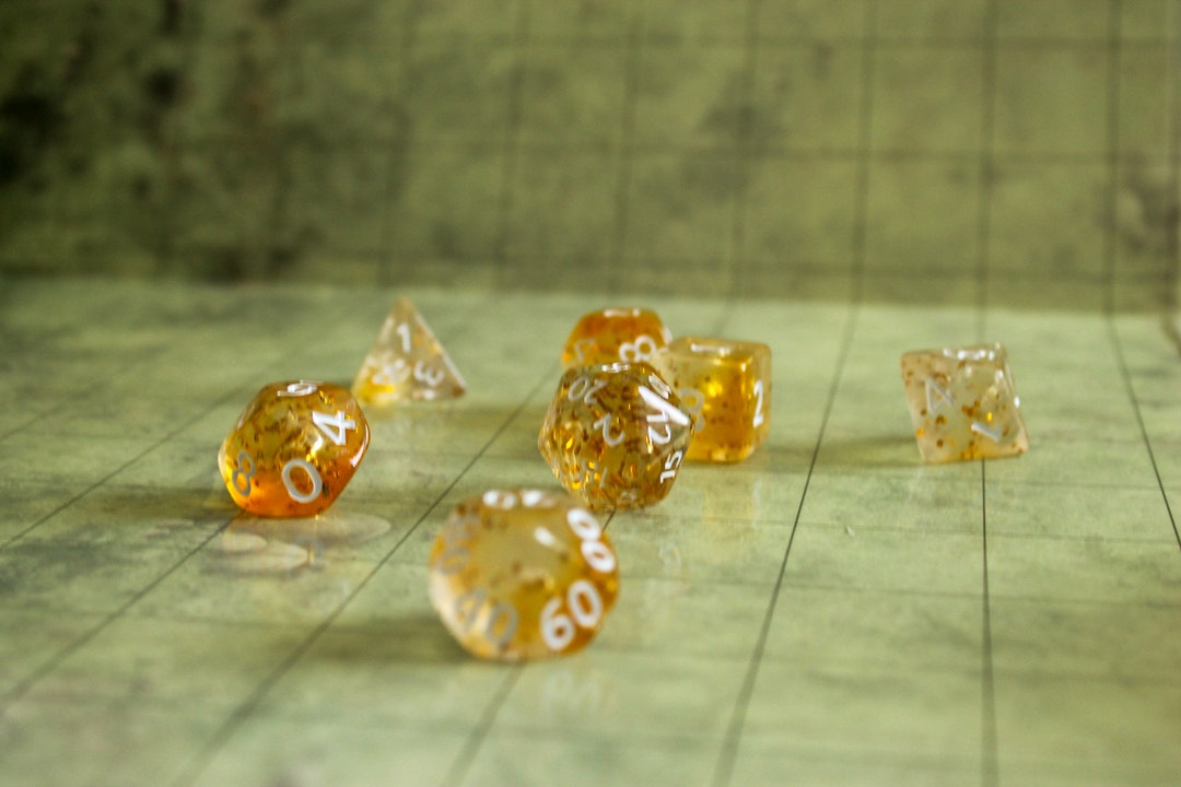 Yellow Glint Dnd Dice Set Dungeons and Dragons Yellow Glitter See ...
