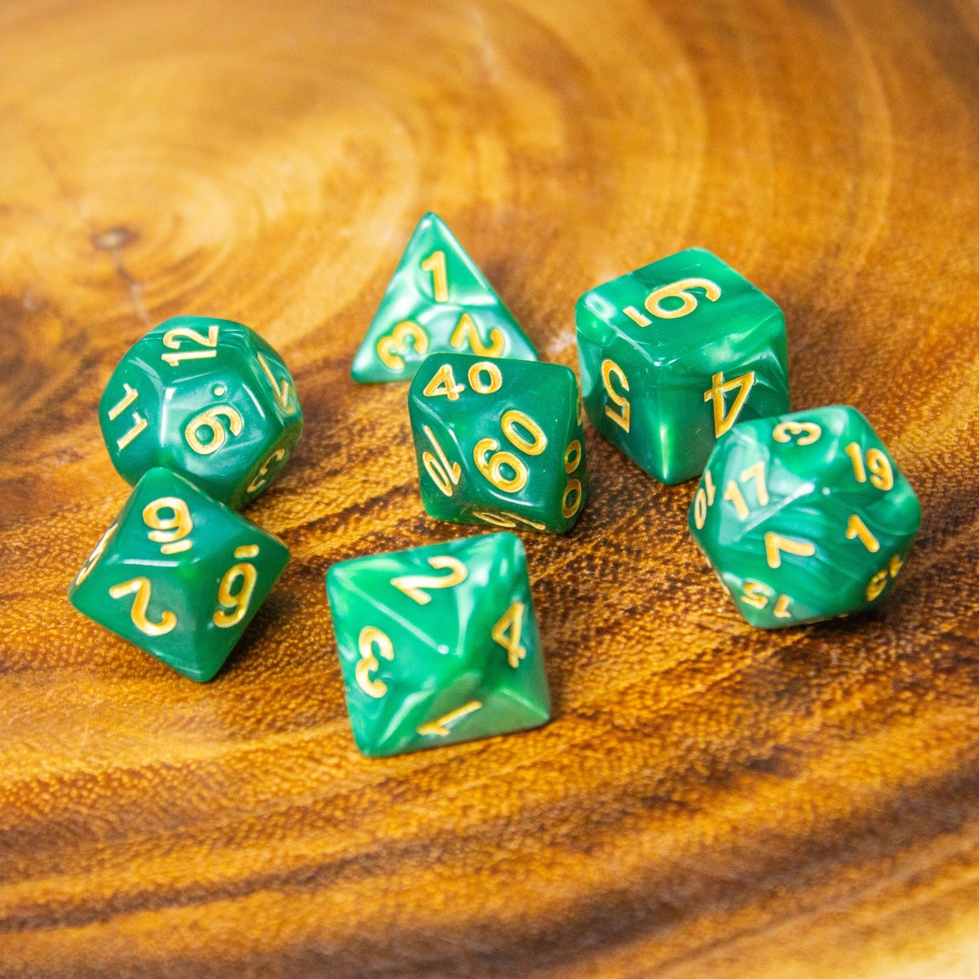 Pearl Peacock Green Dnd Dice Set Dungeons and Dragons Green Dice 7 ...