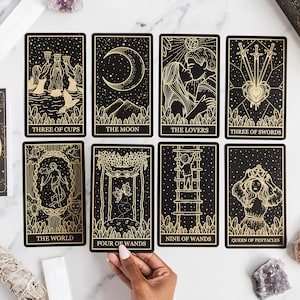 Gold Foil Tarot Cards With Guidebook: Mystical Black Tarot Deck - Etsy