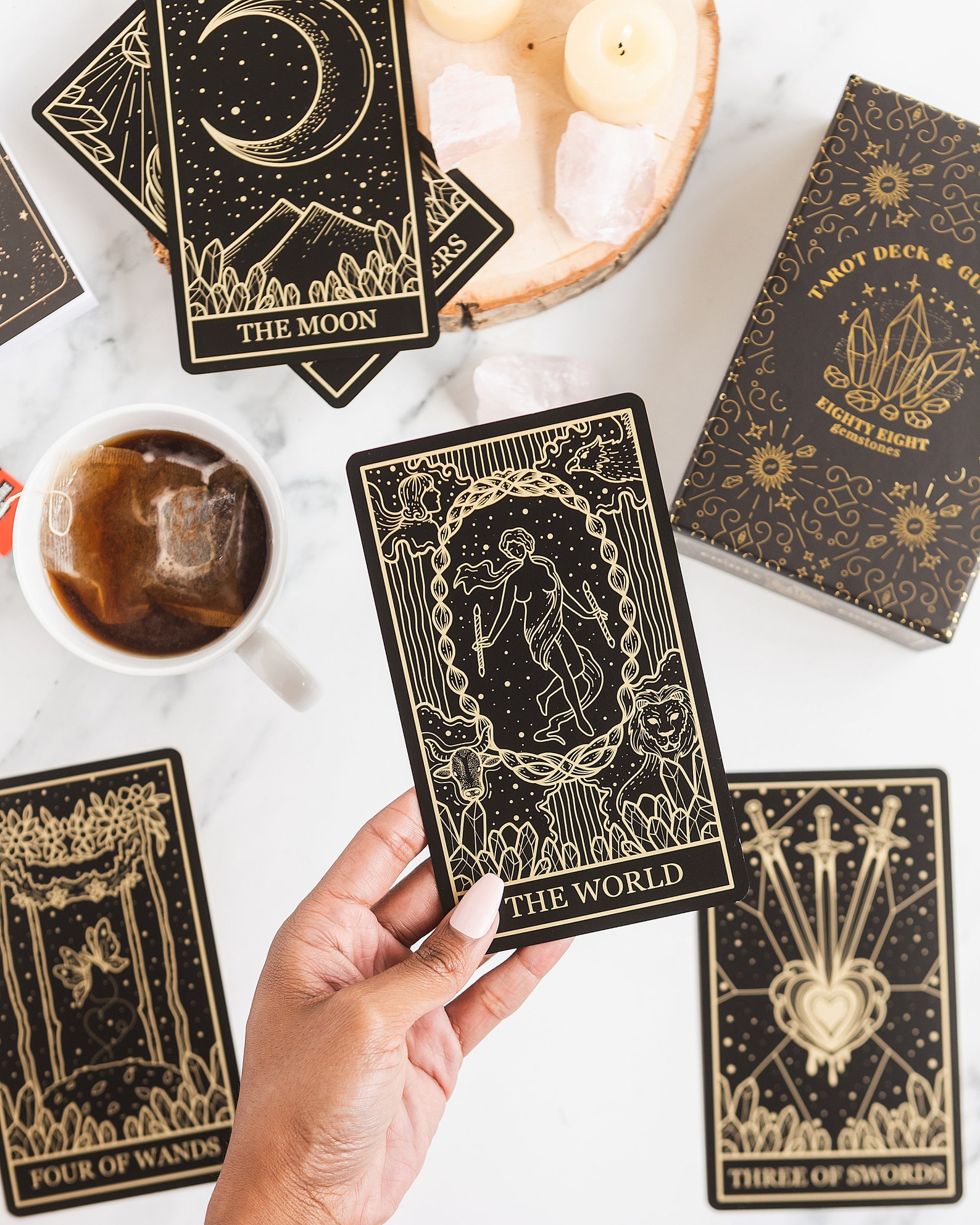 Gold Foil and Black Tarot Cards With Guide Book for Beginners - Etsy