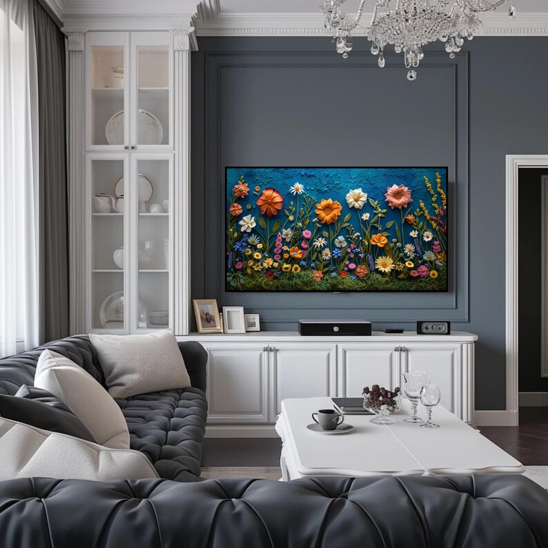 Wildflower Floral Embroidery Frame TV Art Samsung Frame Tv Art Spring ...
