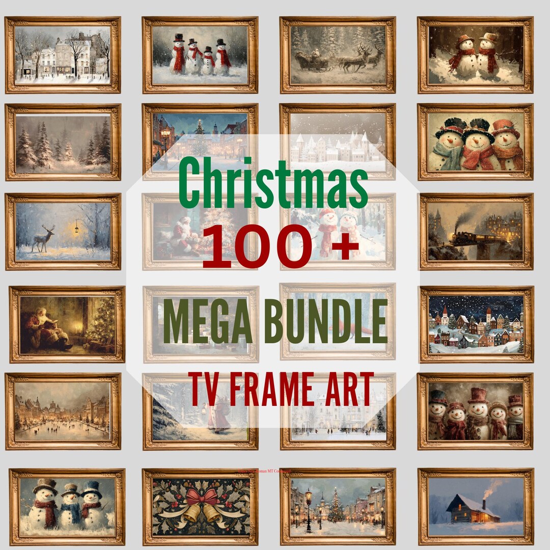 100+ Vintage Christmas Frame TV Mega Bundle, Winter Frame TV Art Set ...