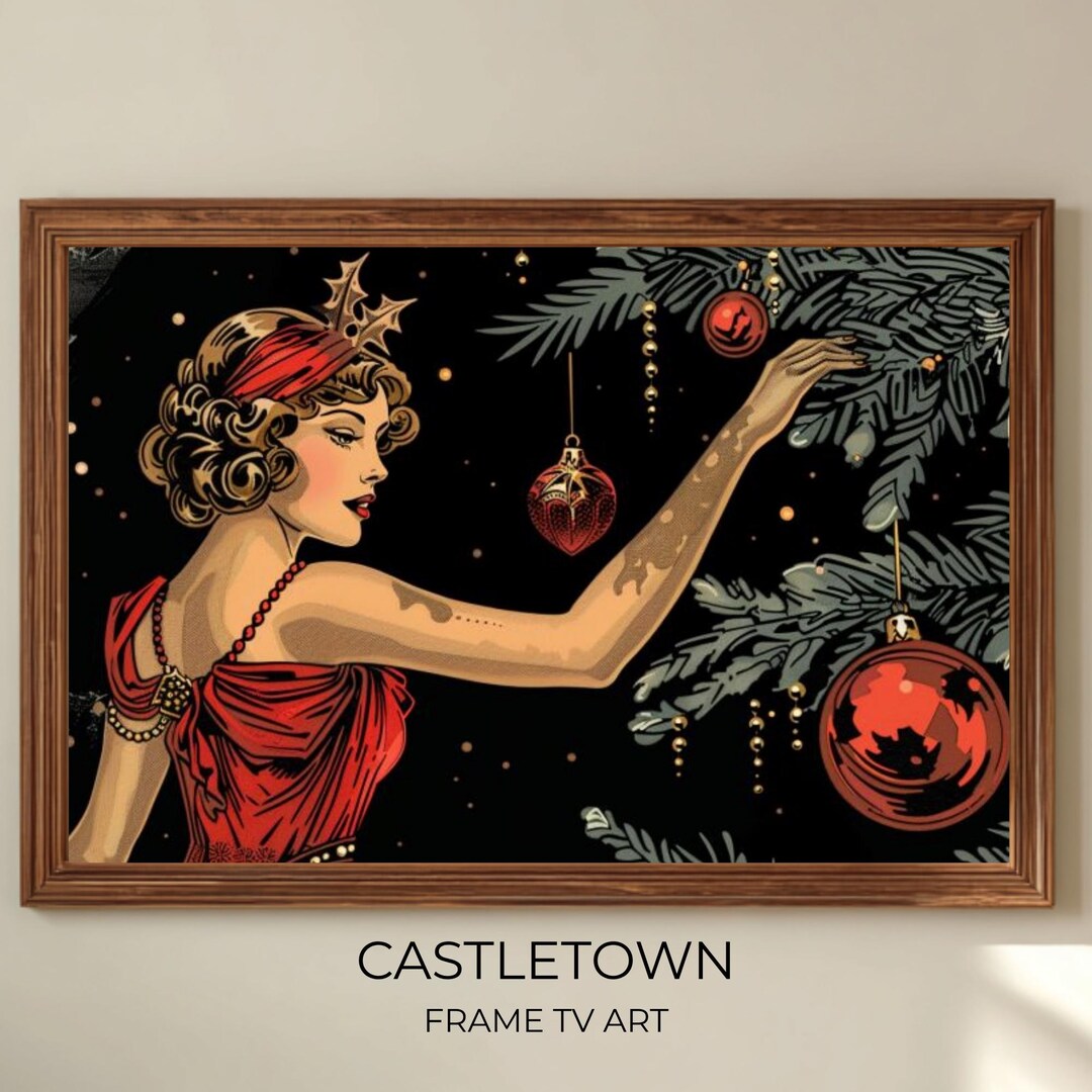 Vintage Flapper Girl Christmas TV Frame Art: 1920s Style Digital ...
