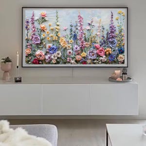 Wildflower TV Frame Art, Floral Tv Decor, Nature Inspired Tv Cover, TV ...