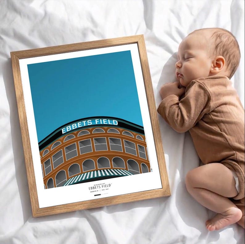 Minimalist Ebbets Field Baseball Stadium Poster Print Los Angeles ...