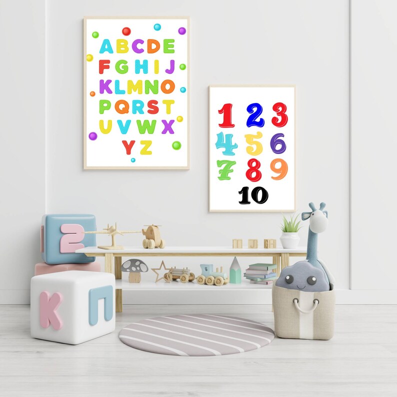 Rainbow Color Number, Colorful Alphabet, Numbers Counting,nursery Shelf ...