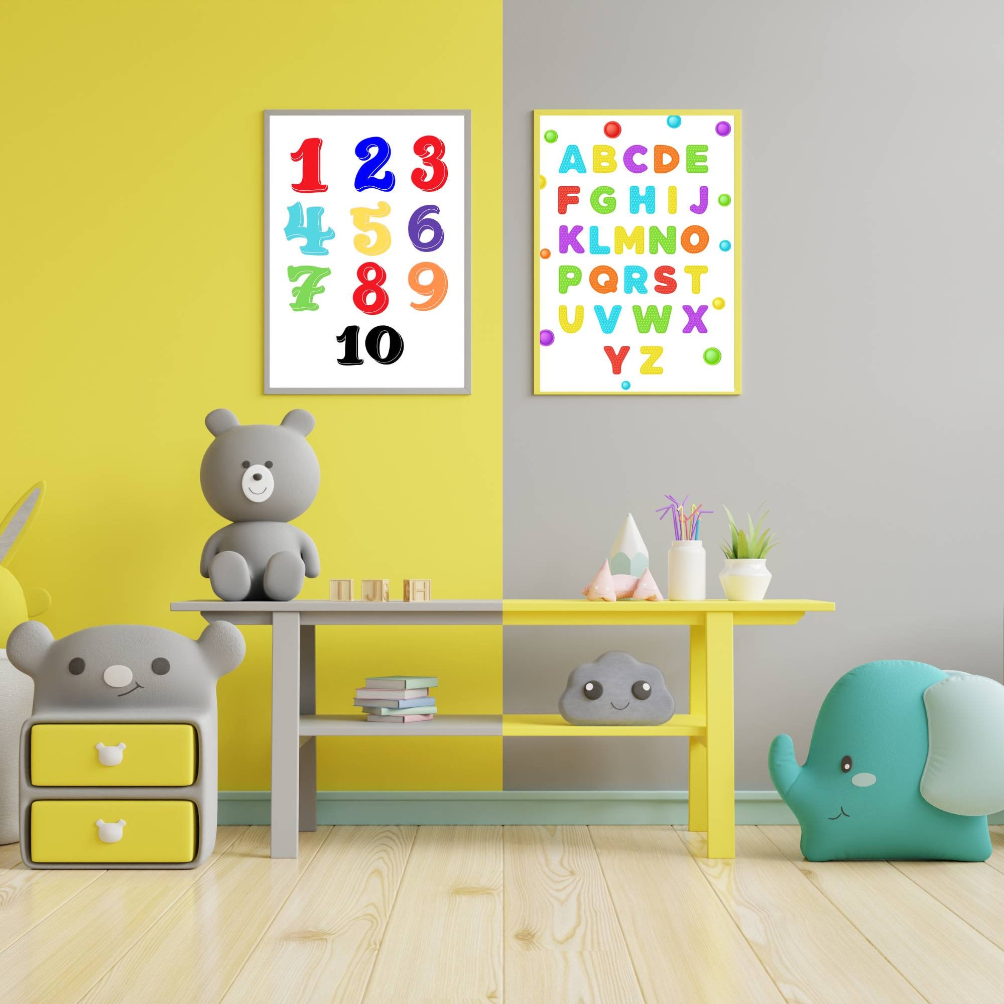 Rainbow Color Number, Colorful Alphabet, Numbers Counting,nursery Shelf ...