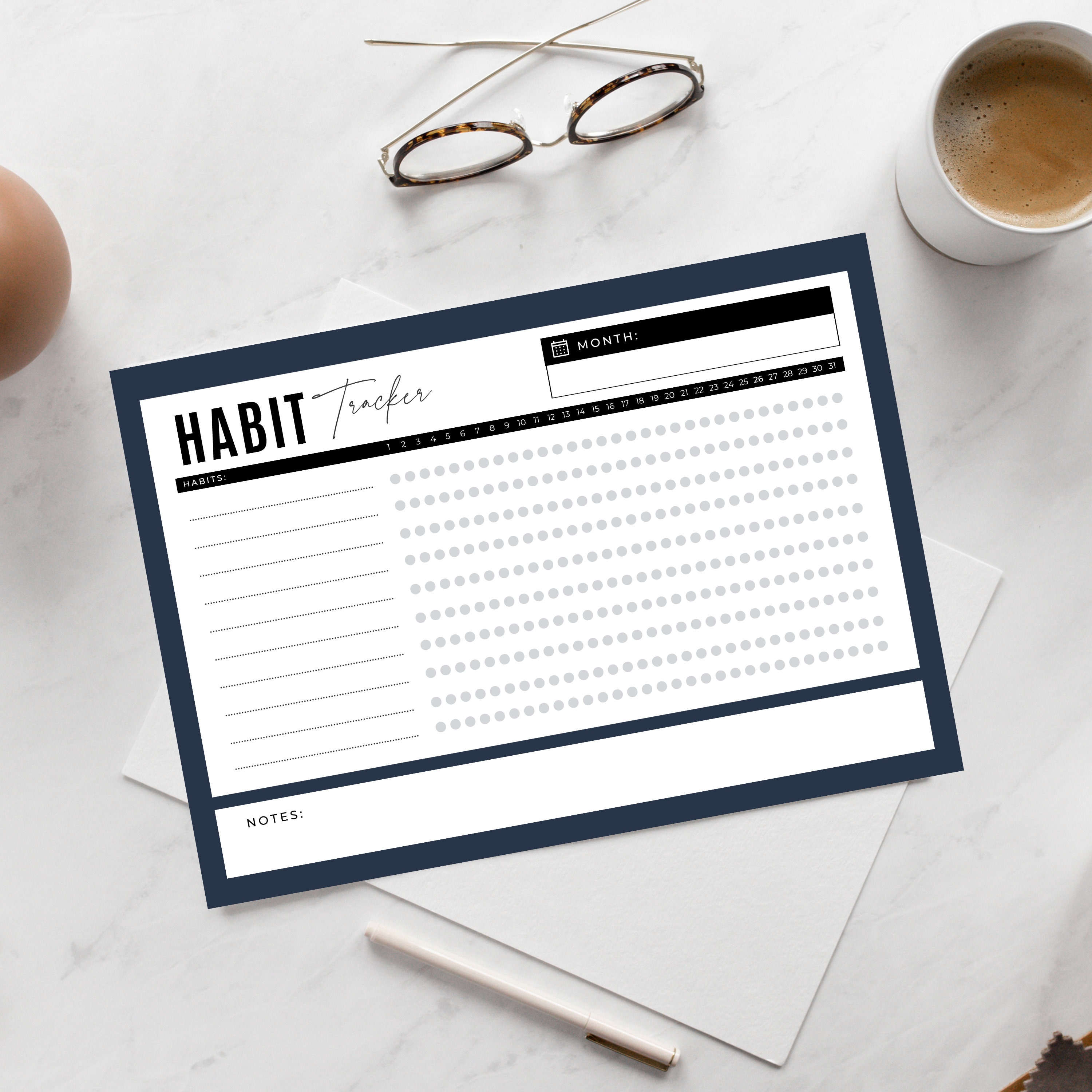 Monthly Habit Tracker, INSTANT DOWNLOAD, Daily Routine, Monthly Goals ...