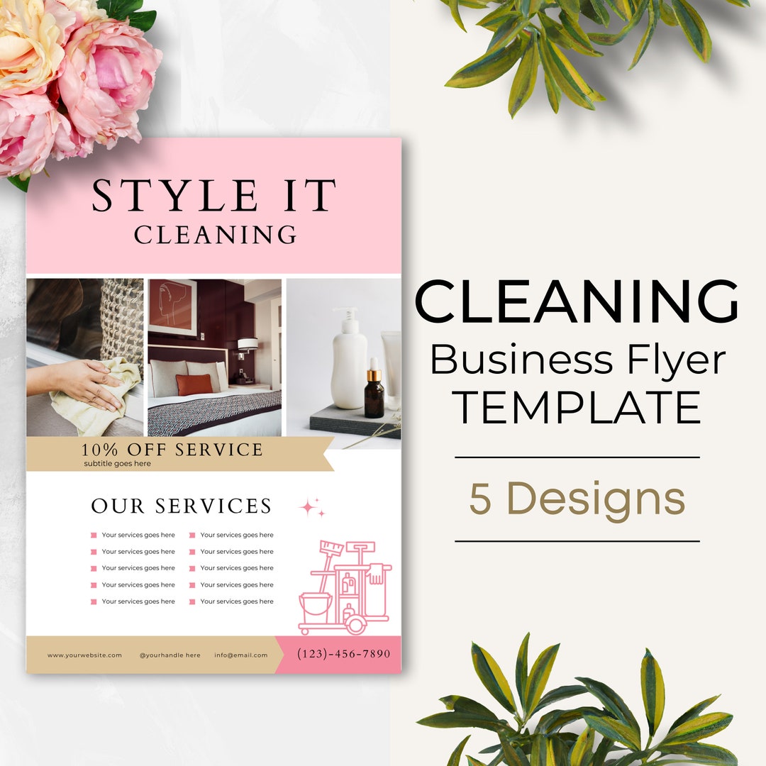 Rose Gold Cleaning Business Flyer Template, INSTANT DOWNLOAD, Home ...