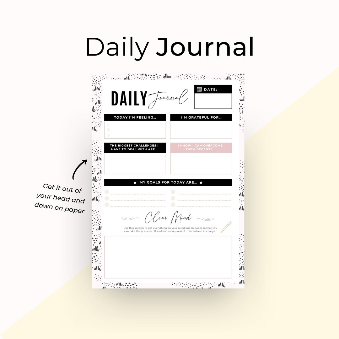 Daily Journal Printable INSTANT DOWNLOAD Gratitude Journal - Etsy
