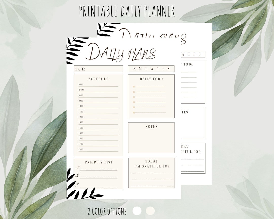 Printable Daily Planner Daily Plans - Etsy