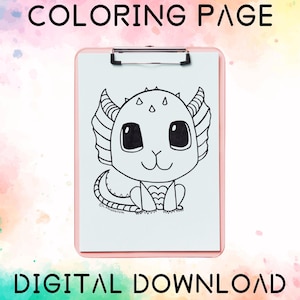 Mythical Kitten Dragon Coloring Page Fun for Kids Children Hand-drawn 8 ...