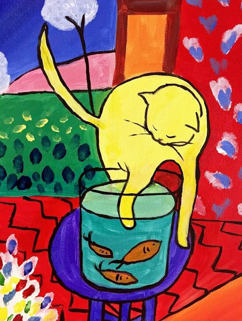 Henri Matisse 'cat With Red Fish' Poster - Etsy