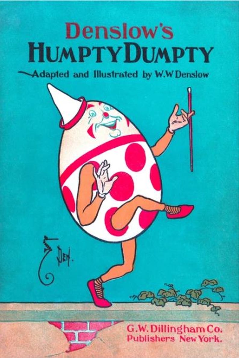 Humpty Dumpty Vintage Book Cover Poster - Etsy