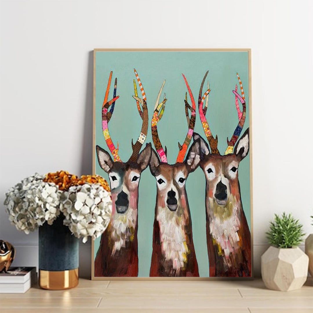 Nikki Three Deer Painting Poster - Etsy