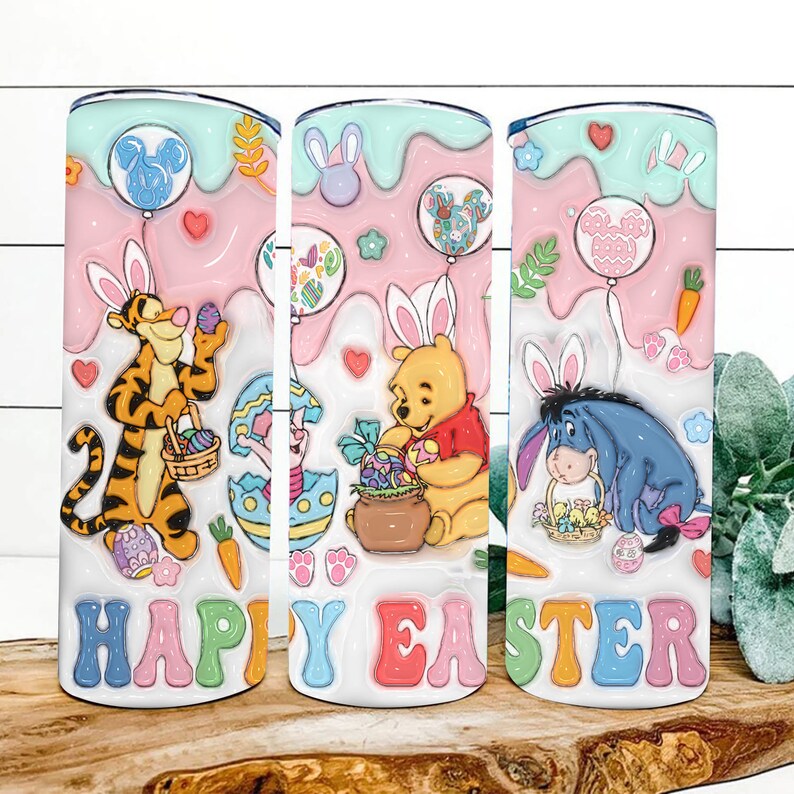 20oz Cartoon Easter Png, 3D Pooh Inflated Tumbler Png, Winnie the Pooh ...