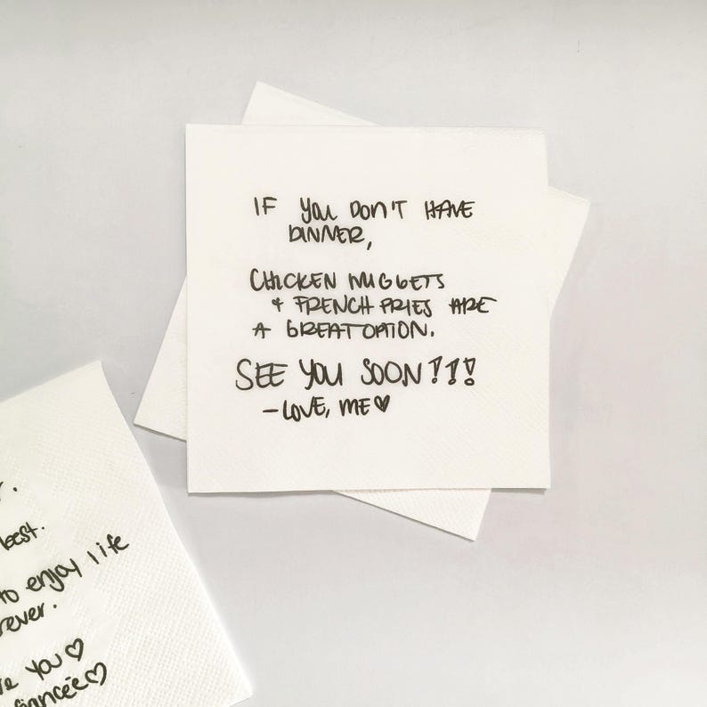 Personalized Handwritten Love Note Napkins | Couple Trivia ...
