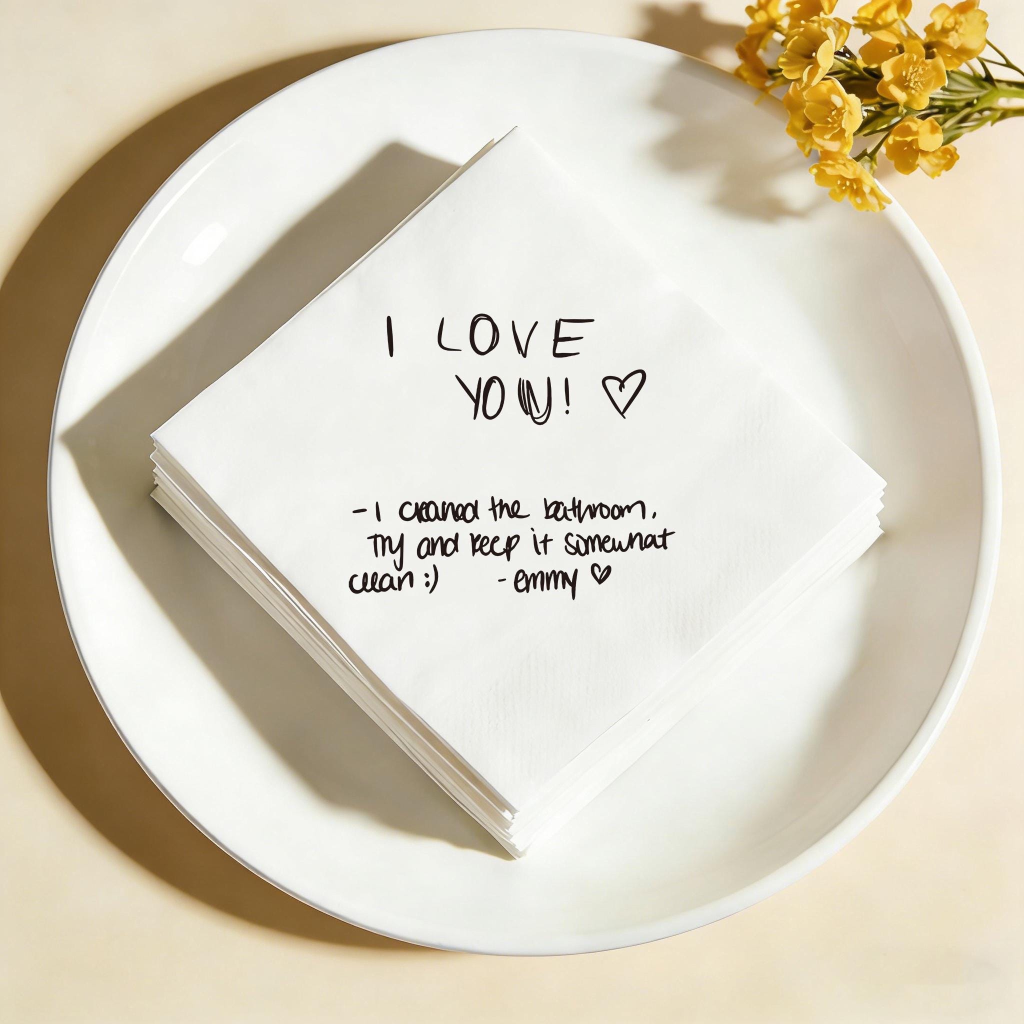 Personalized Handwritten Love Note Napkins | Couple Trivia ...