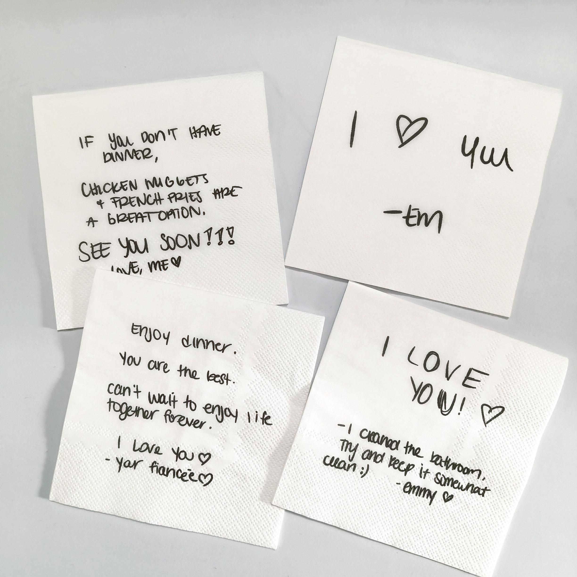 Personalized Handwritten Love Note Napkins | Couple Trivia ...