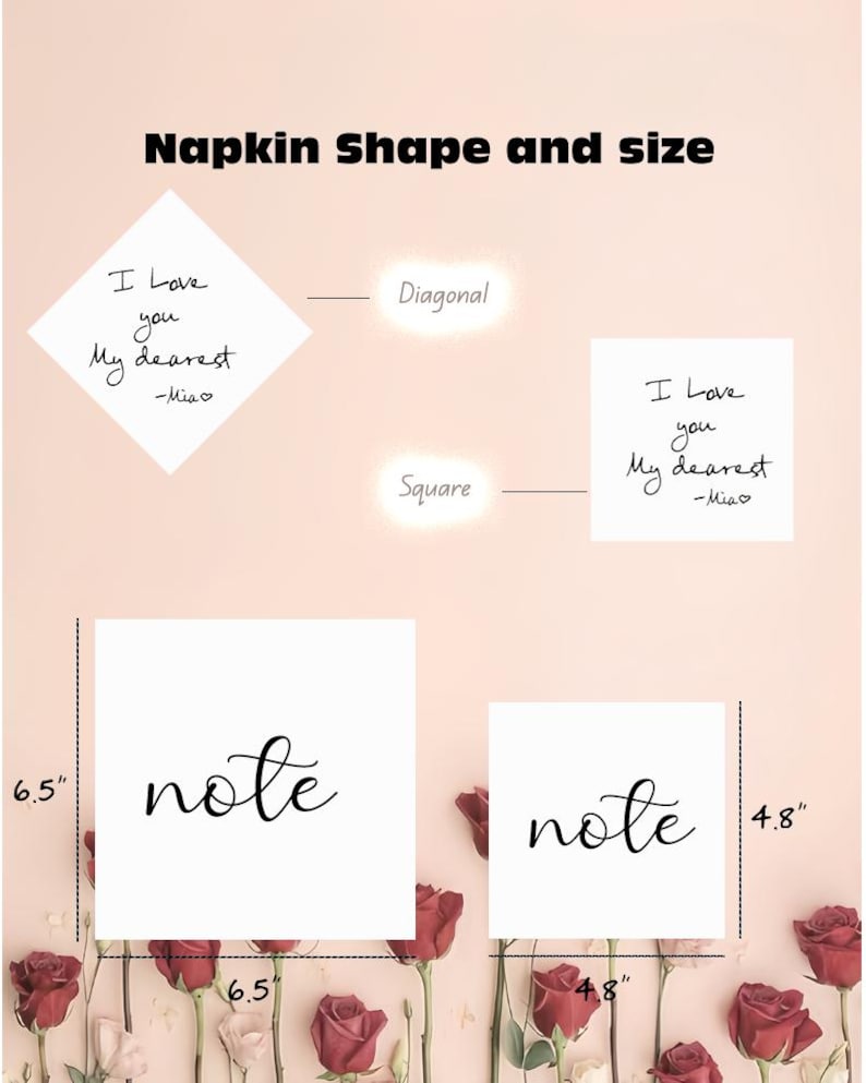 Personalized Handwritten Love Note Napkin|custom Wedding Napkins ...