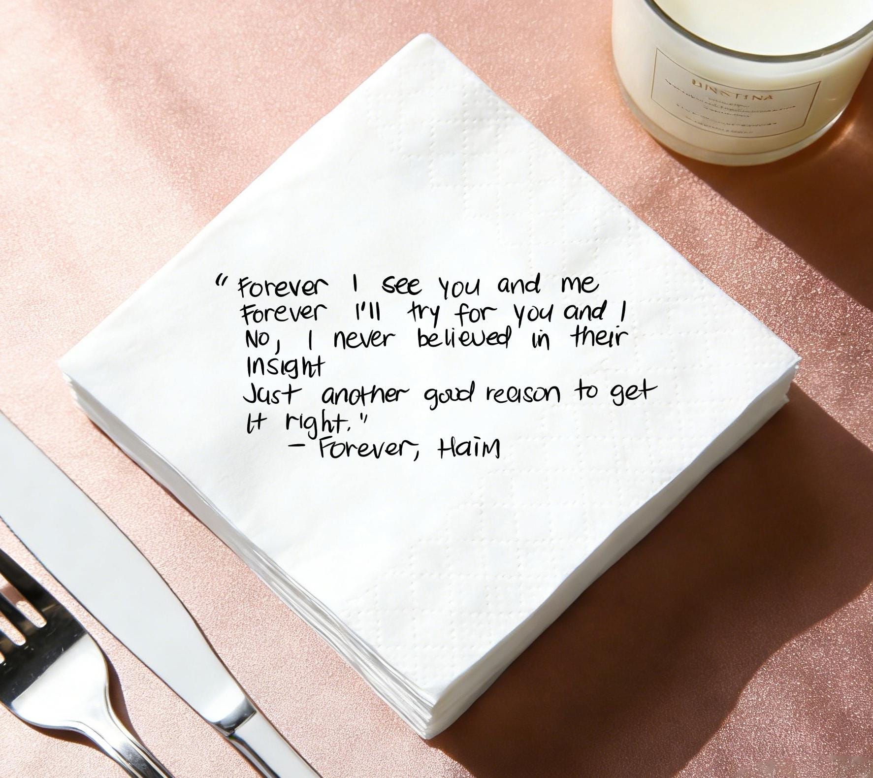 Personalized Handwritten Love Note Napkins | Couple Trivia ...