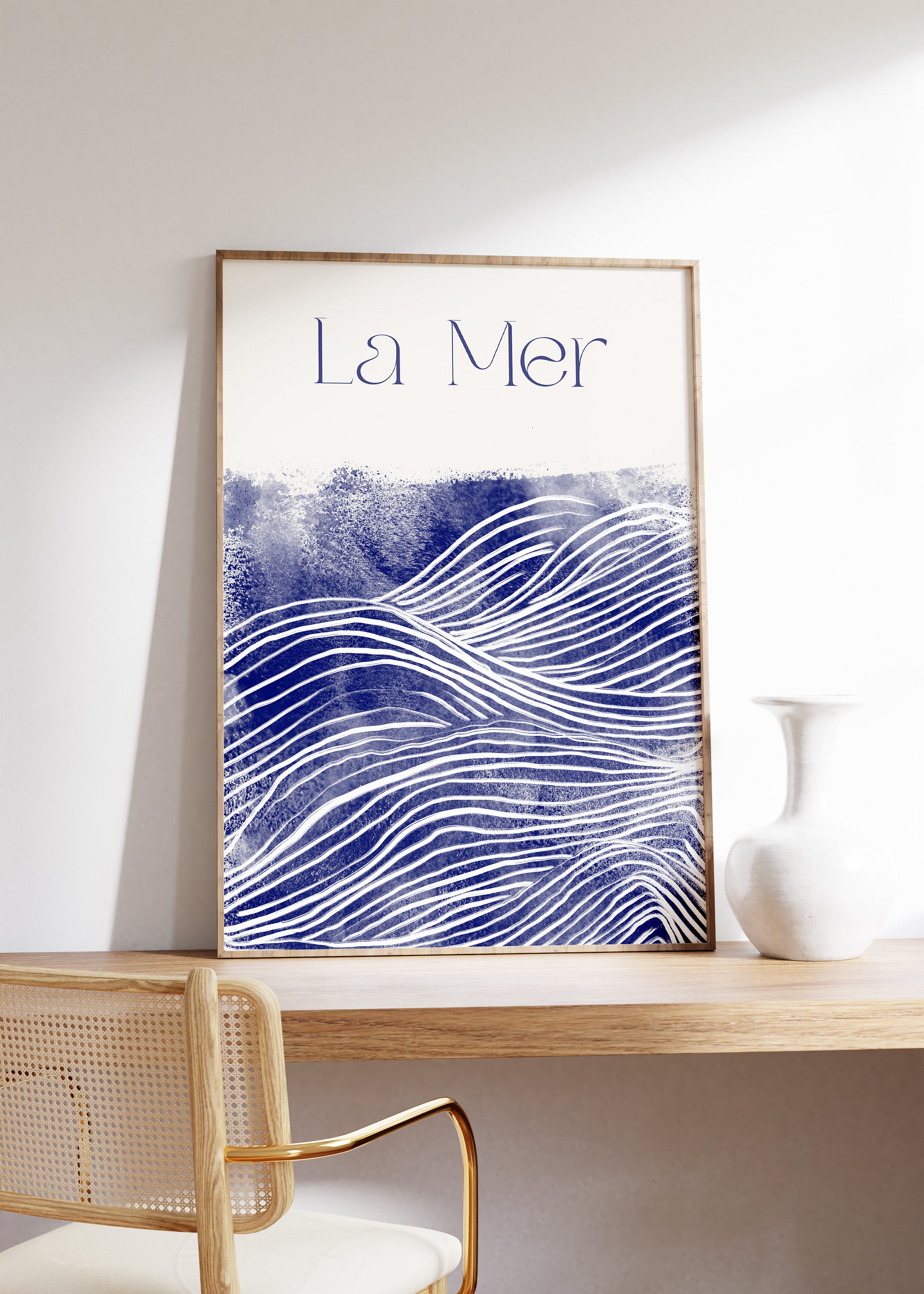 La Mer Poster, Blue White Wall Art, Bohemian, Printable Art, Digital ...