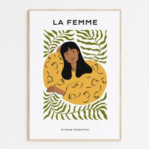 La Femme Yellow Poster, Yellow Wall Art, Bohemian, Printable Art ...