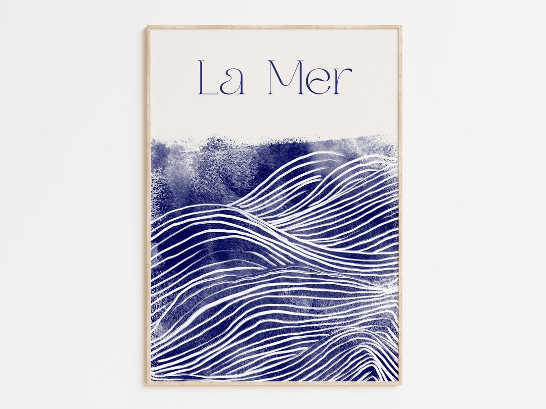 La Mer Poster, Blue White Wall Art, Bohemian, Printable Art, Digital ...
