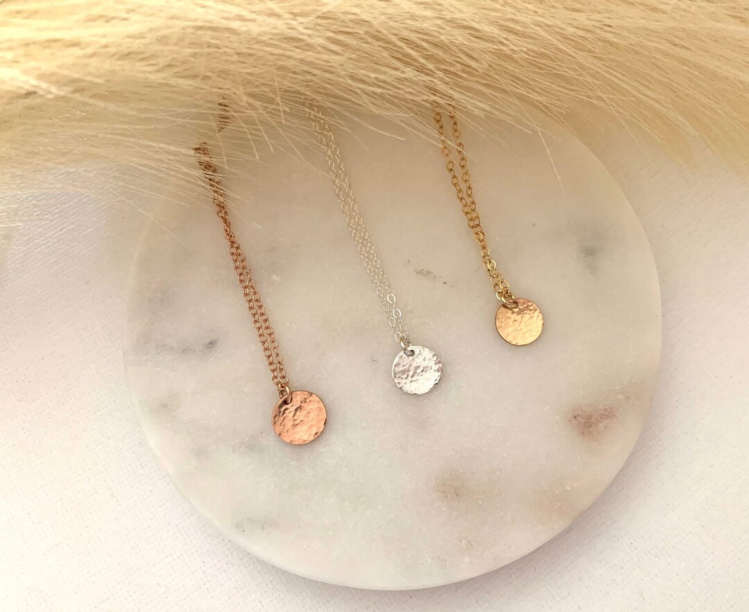 Hammered Disc Necklace Gold Disc Silver Disc Rose Gold - Etsy Australia